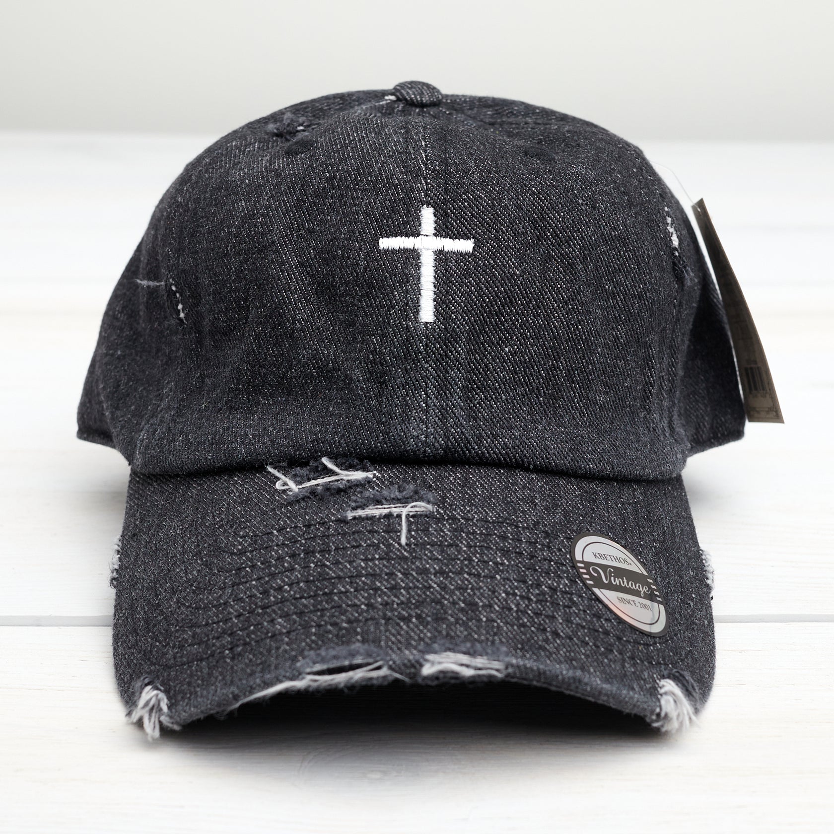 Cross Distressed Baseball Hat Adjustable Metal Closure-Denim – Faith Shirts