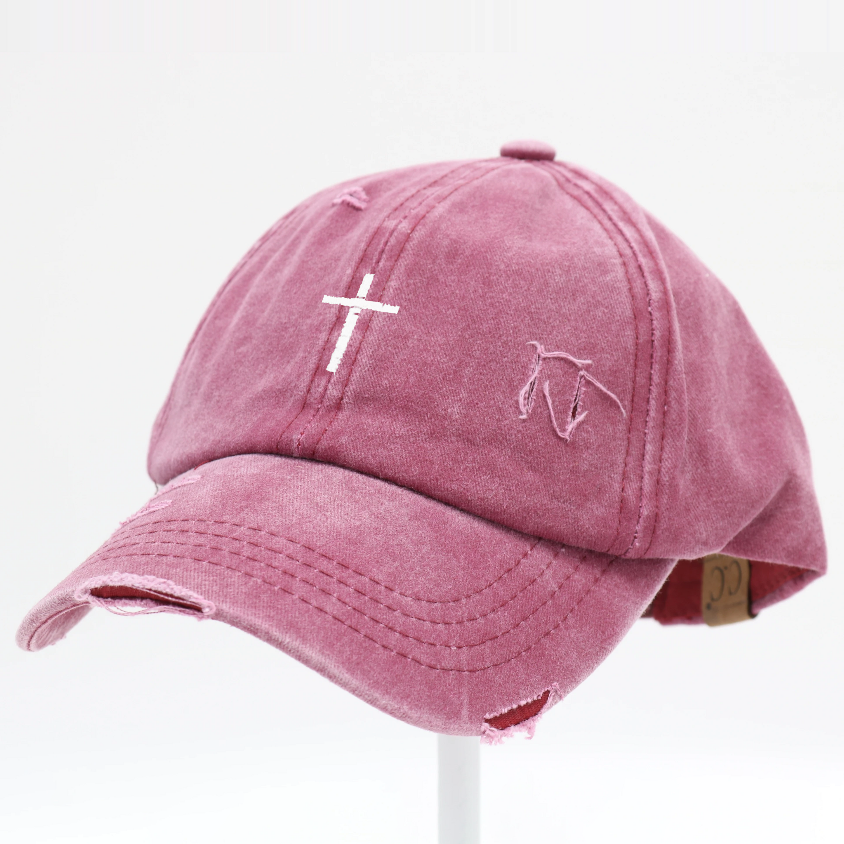 Cross Distressed Ladder High Ponytail Hat – Faith Shirts