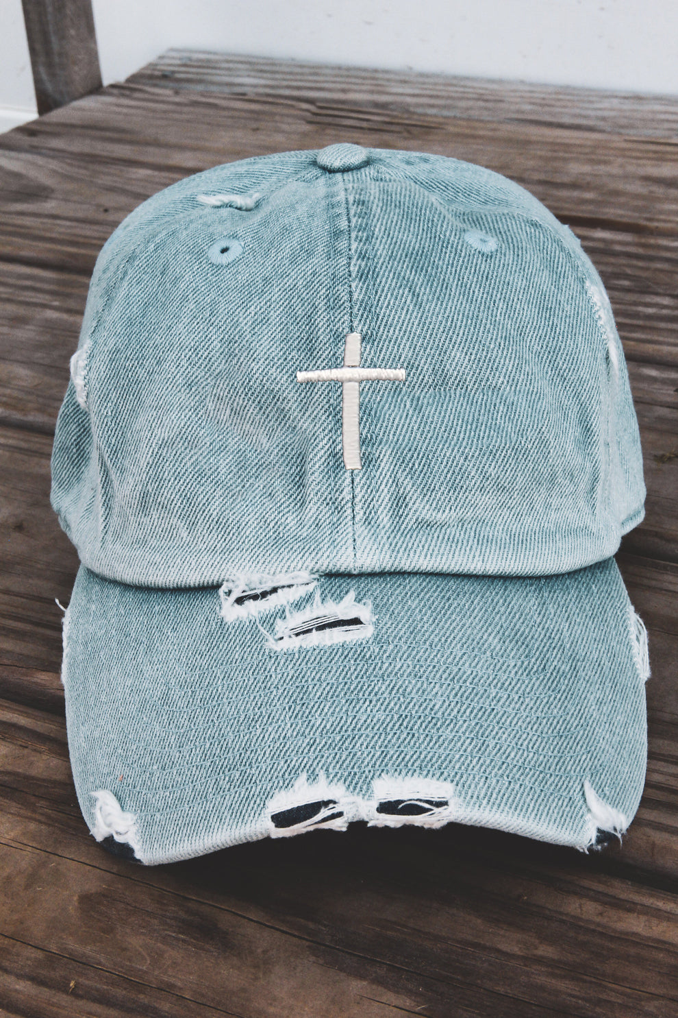 Cross Distressed Baseball Hat Adjustable Metal Closure-Denim – Faith Shirts