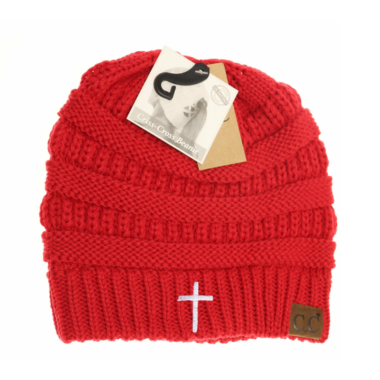 Cross Criss-Cross Knit Beanie – Faith Shirts